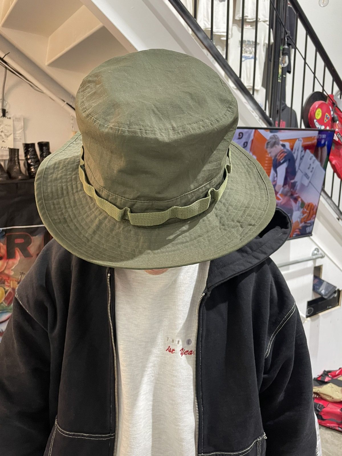 Fragment Design × Stussy Giant Bucket Hat Stussy Fragment Olive Green ...