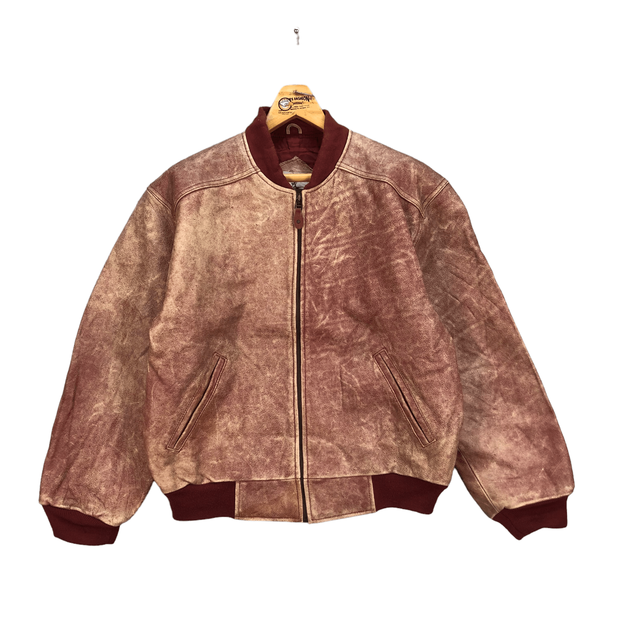 Vintage TRASHED🔥 RED SKIN WASHED LEATHER JACKET #5100-33 | Grailed