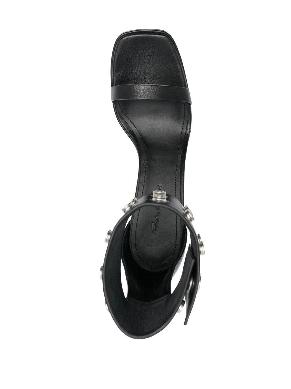 Rick Owens o1mle0824 Grill Snaptrap Leather Platform Sandal Black White ...