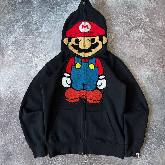 Vintage Bape Baby Milo x Nintendo Mario Bros Full Zip Hoodie | Grailed
