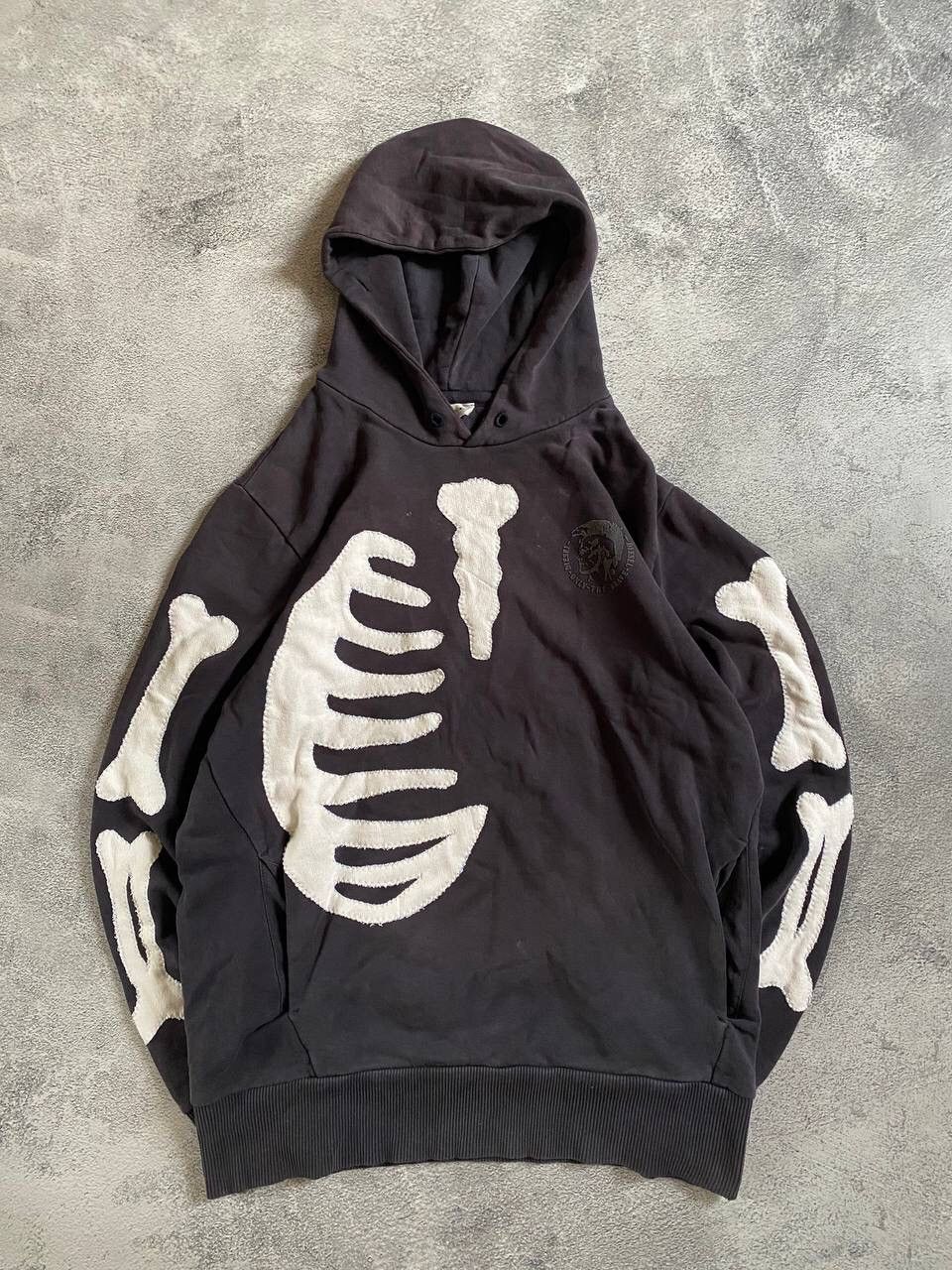 Diesel vintage Diesel Faded Distressed custom Skeleton Y2k hoodie | Grailed