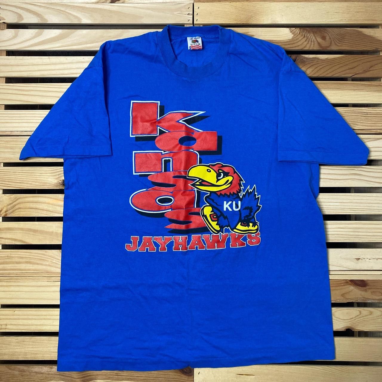 Fruit Of The Loom Vintage University of Kansas Blue College Tee Size XL ...