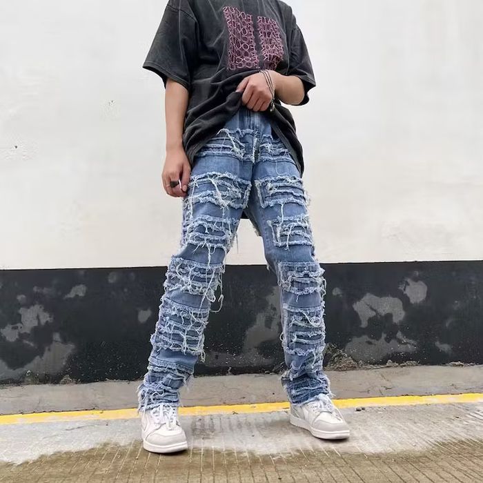Distressed Denim Y2K Streetwear Baggy Ripped Jeans | Grailed