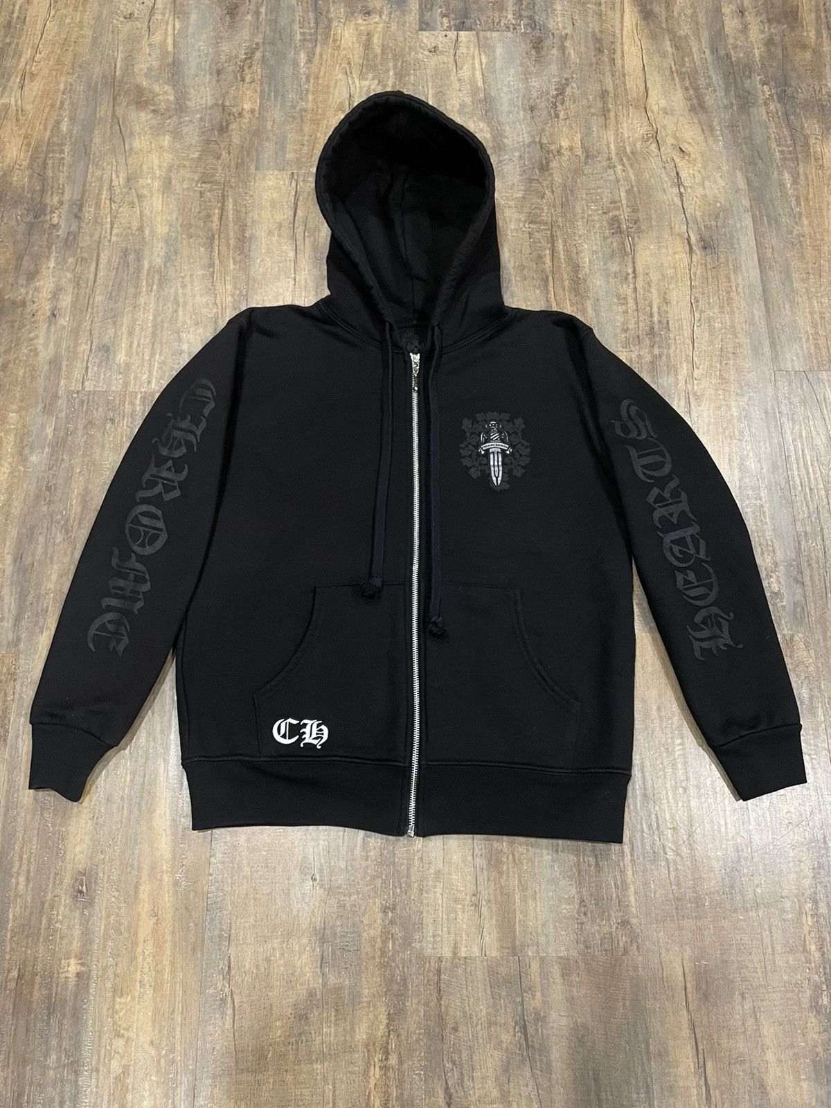Chrome Hearts Chrome Hearts Floral Dagger Logo Black Thermal Zip Up ...