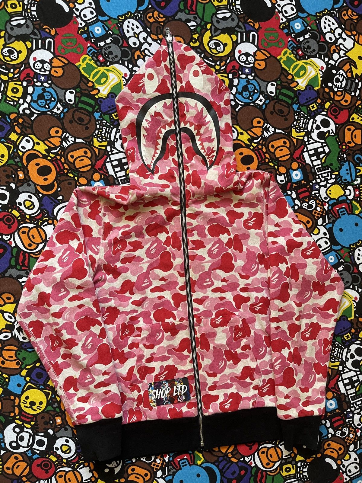 Bape A Bathing Ape Pink ABC Camo Reversible Shark Hoodie | Grailed