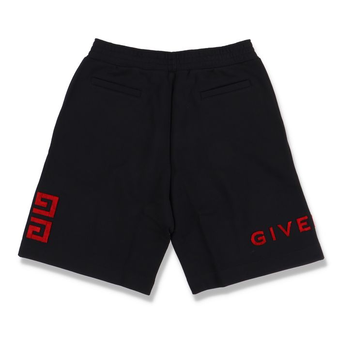 Givenchy Black Red Flocked 4G Logo Sweatshorts | Grailed