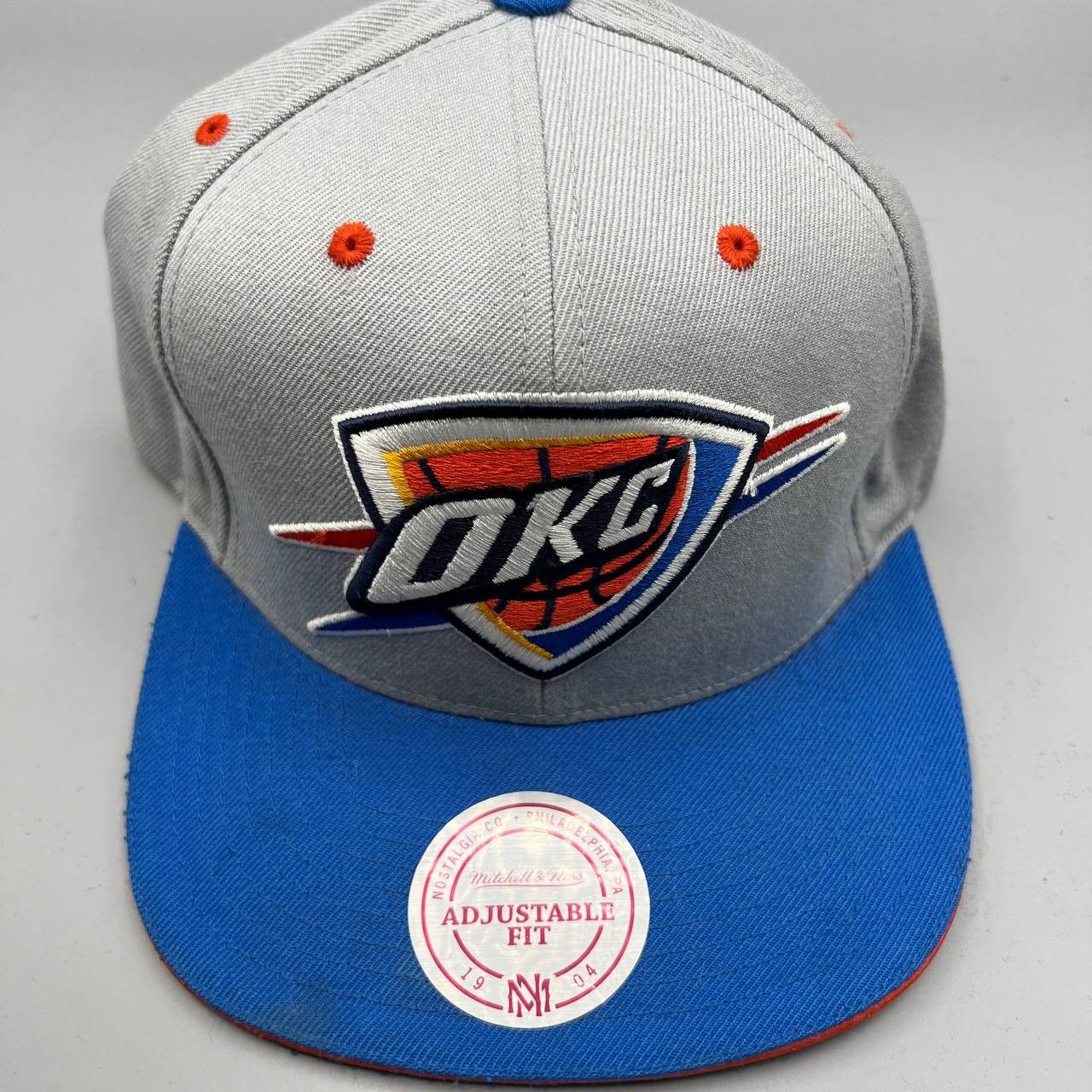 Mitchell & Ness Oklahoma City OKC NBA Hat Snap back Cap Gray Blue Men ...