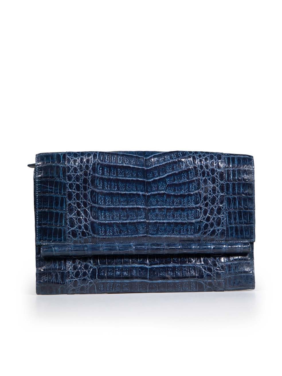 Nancy Gonzalez Blue Crocodile Leather Clutch | Grailed
