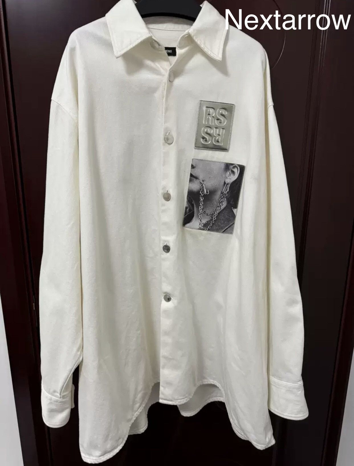 Raf Simons Raf Simons 19ss White Man Looks Like Leather Brand Shirt ...