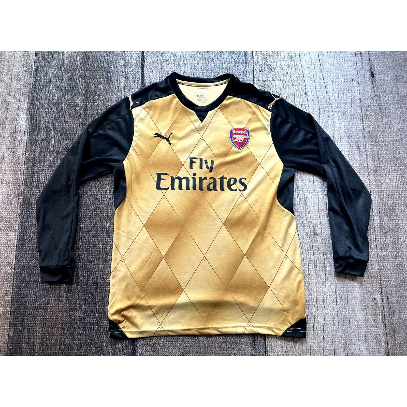 Puma Puma Ozil Arsenal FC Fly Emirates Gold Away Jersey #11 | Grailed