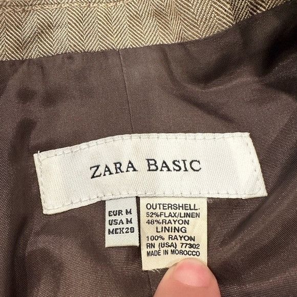 Zara Vintage Y2K Zara Safari Style Linen Blend Tan Belted Blazer | Grailed