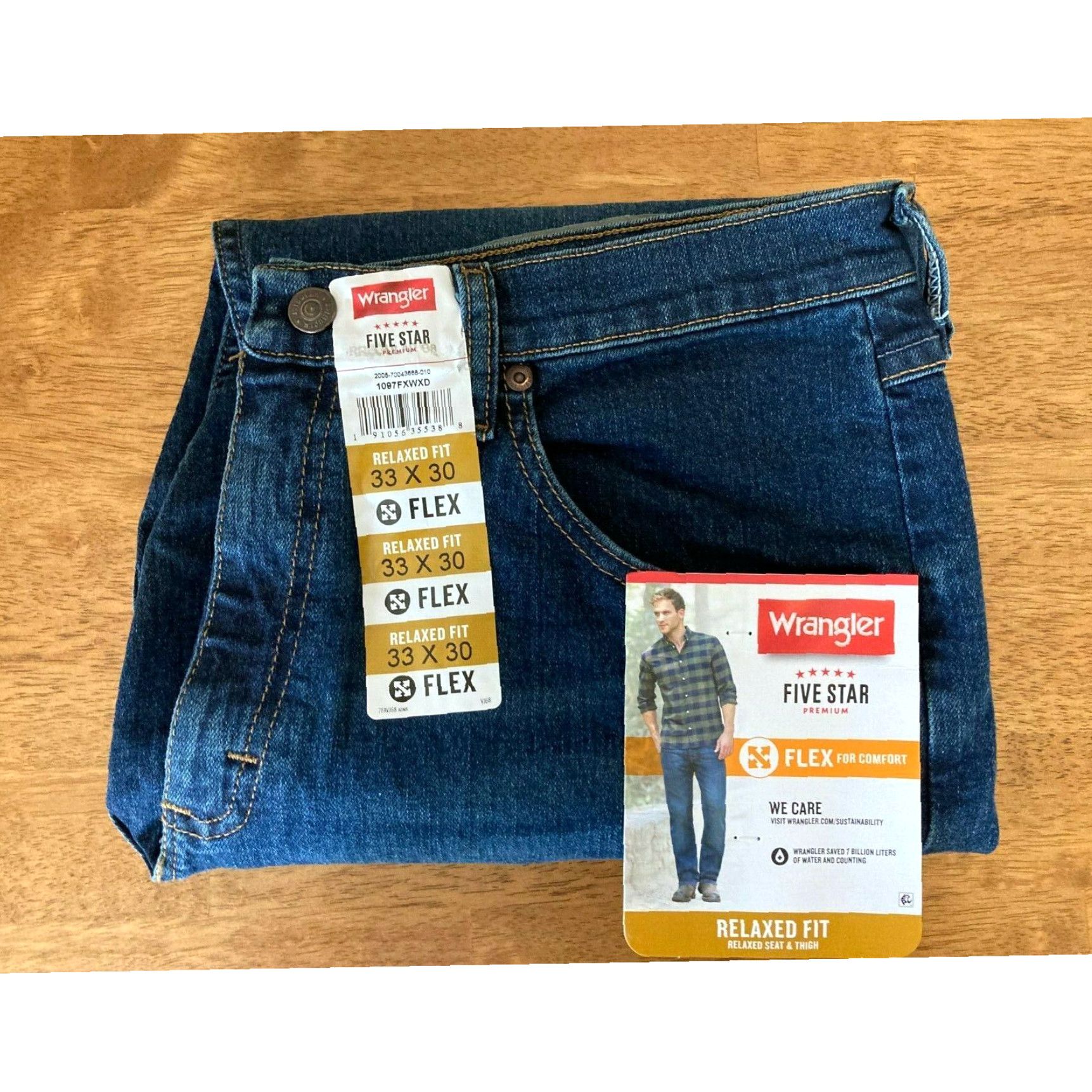 Wrangler Authentic Men's Relaxed Fit Wrangler Five Star Denim Jeans ...