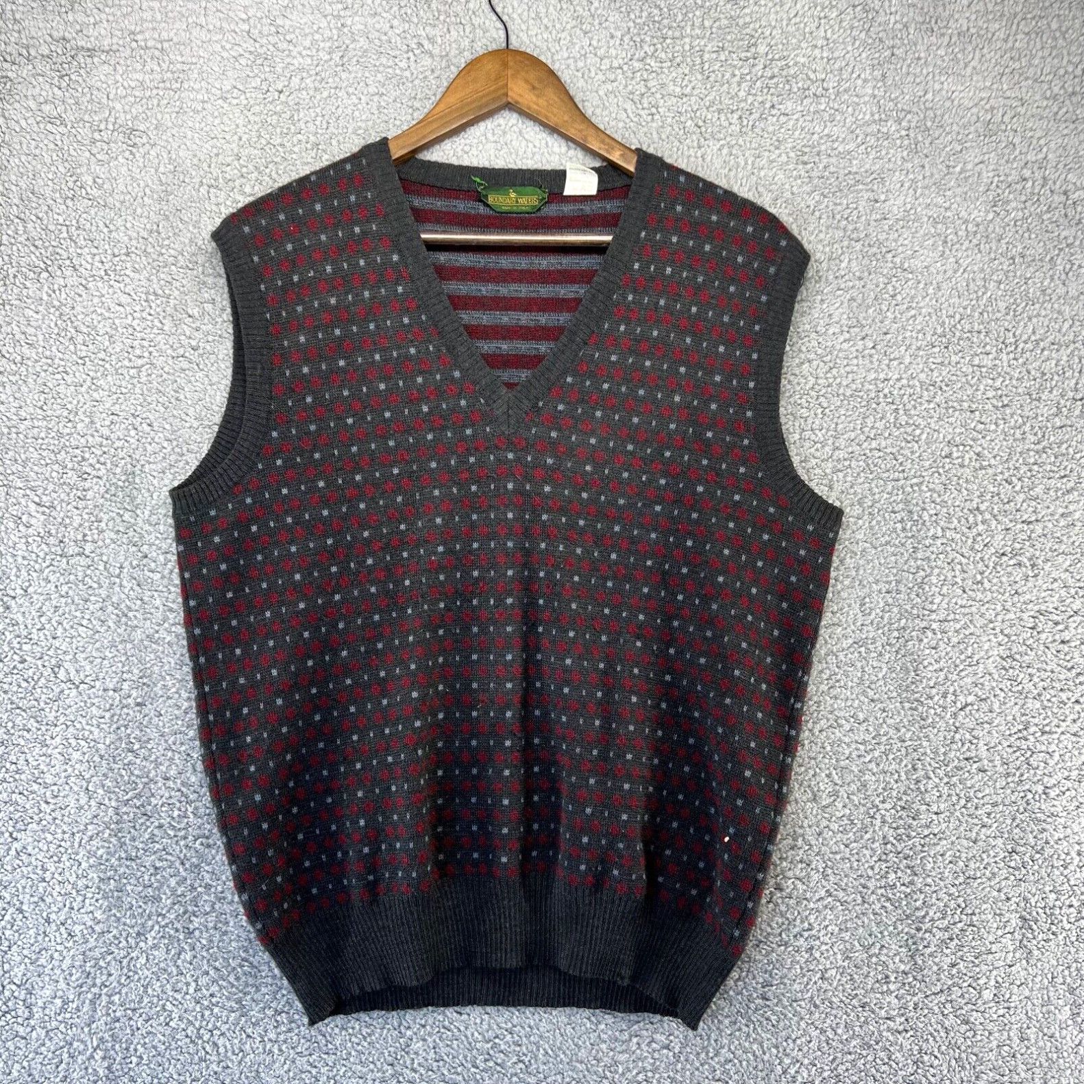 Vintage Vintage Boundary Water Sweater Adult Large Gray Red Acrylic ...