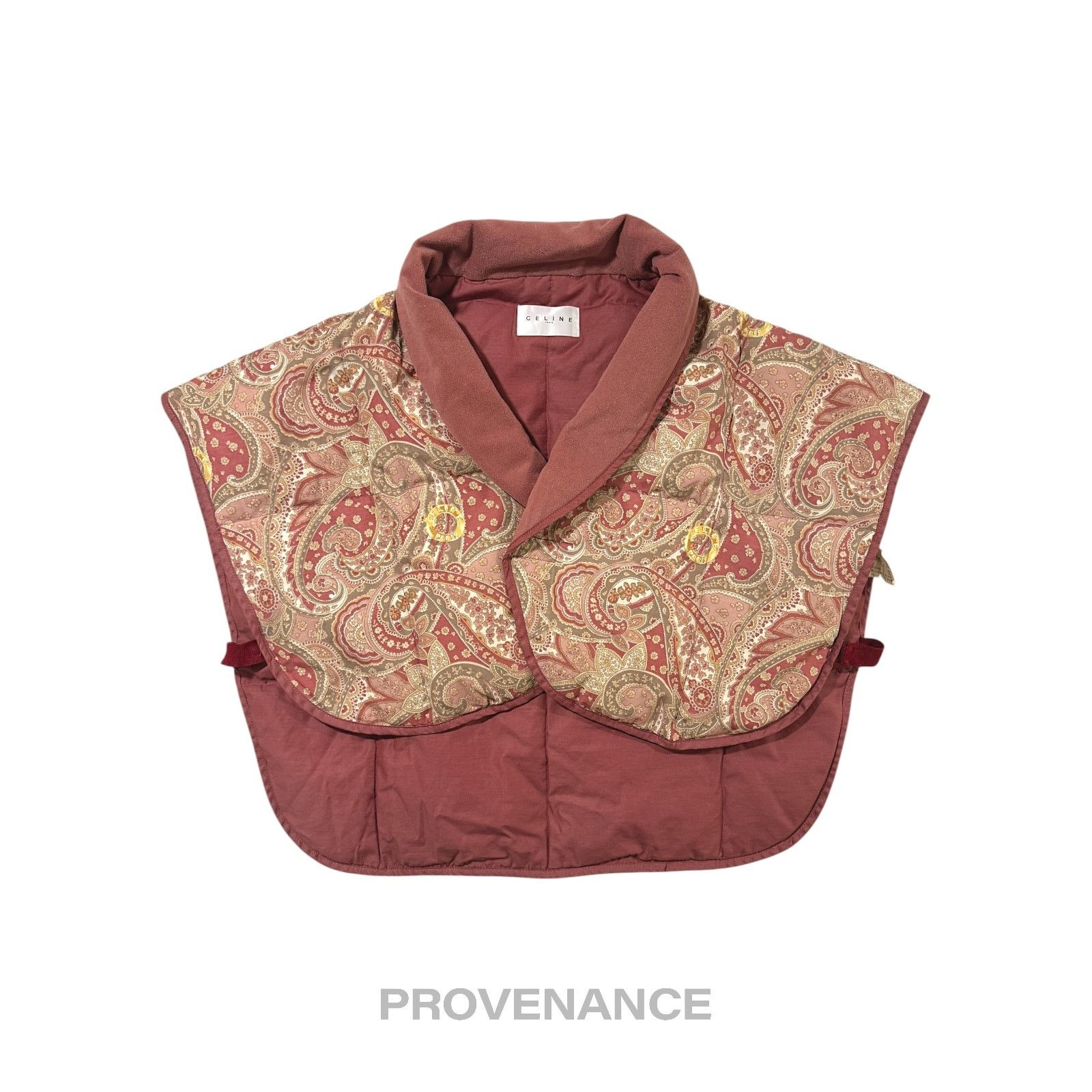 Celine 🔴 Celine Logo Padded Down Vest - Red Paisley | Grailed
