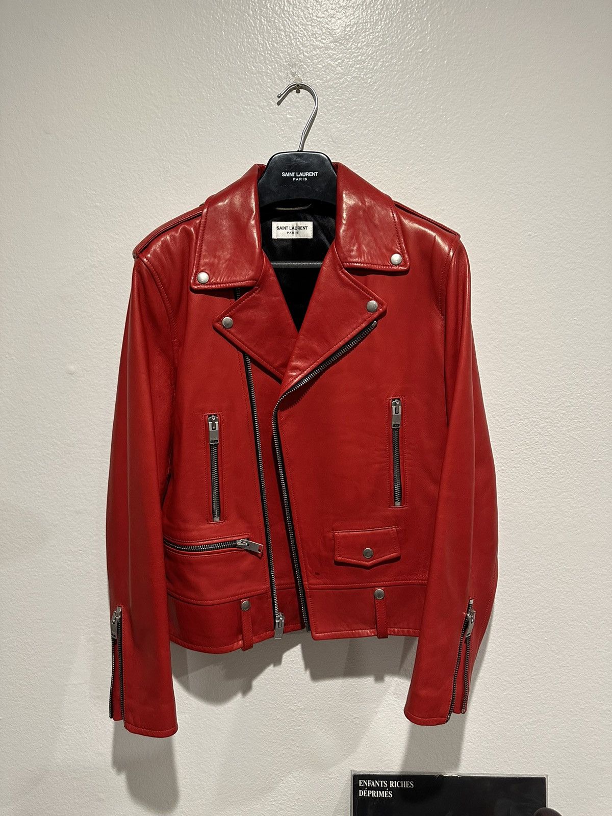 Hedi Slimane × Saint Laurent Paris FW13 Red L01 Lambskin Leather Biker ...