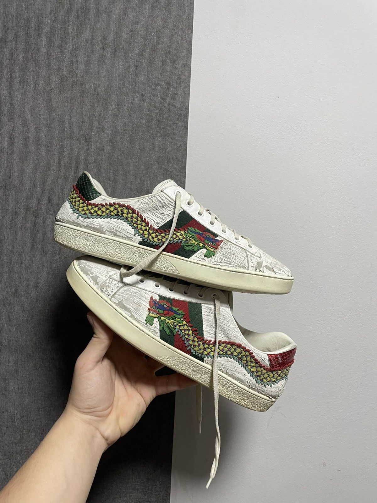 1 Of 1 × Custom × Gucci Custom 🔥Gucci Ace Dragon distressed custom ...