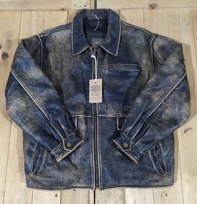 Genuine Leather PALMUS THE IRISHMAN LEATHER BROWN PATINA MAFIA JACKET ...