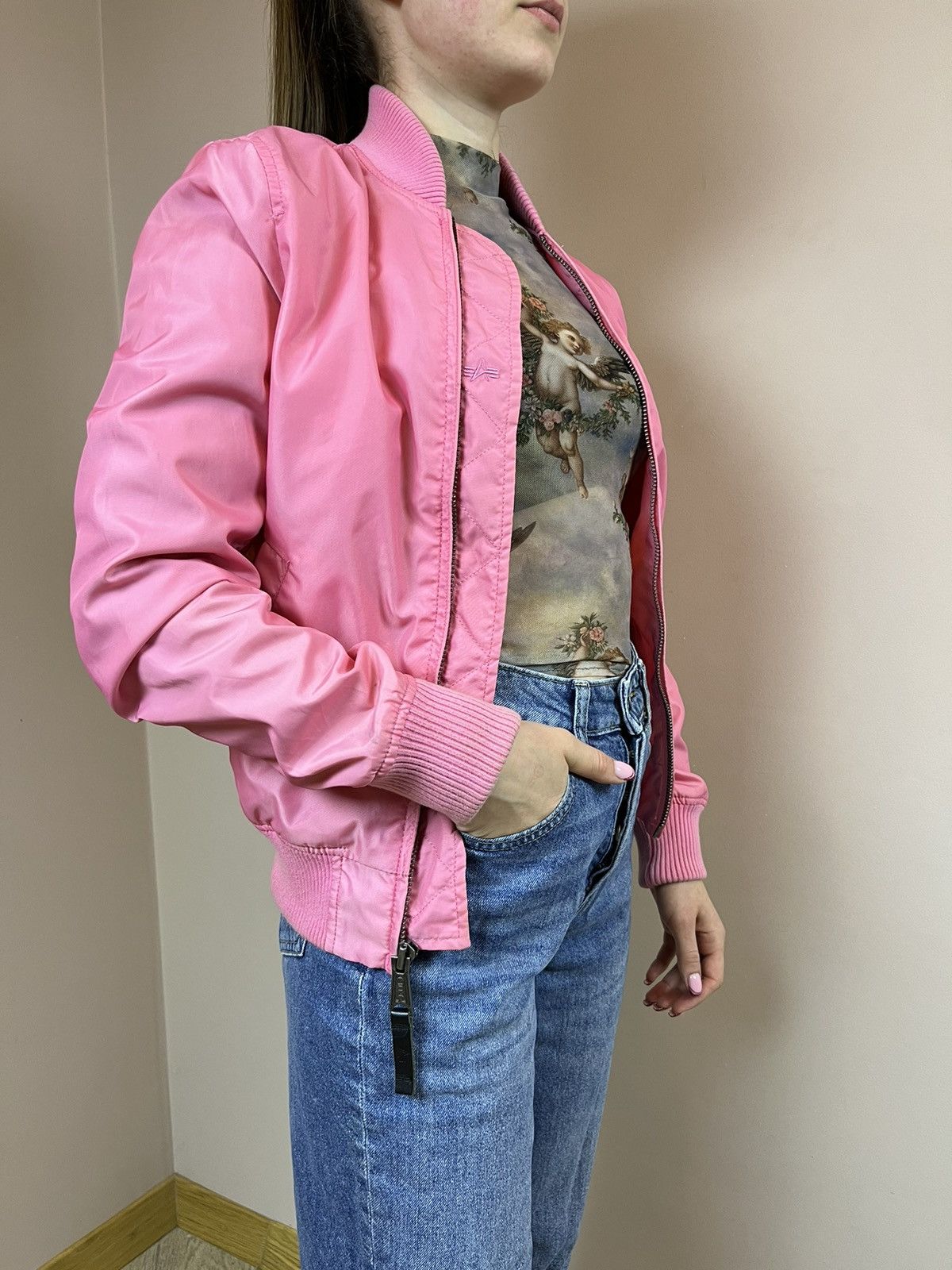 Alpha Industries Alpha Industries pink Y2K bomber jacket | Grailed
