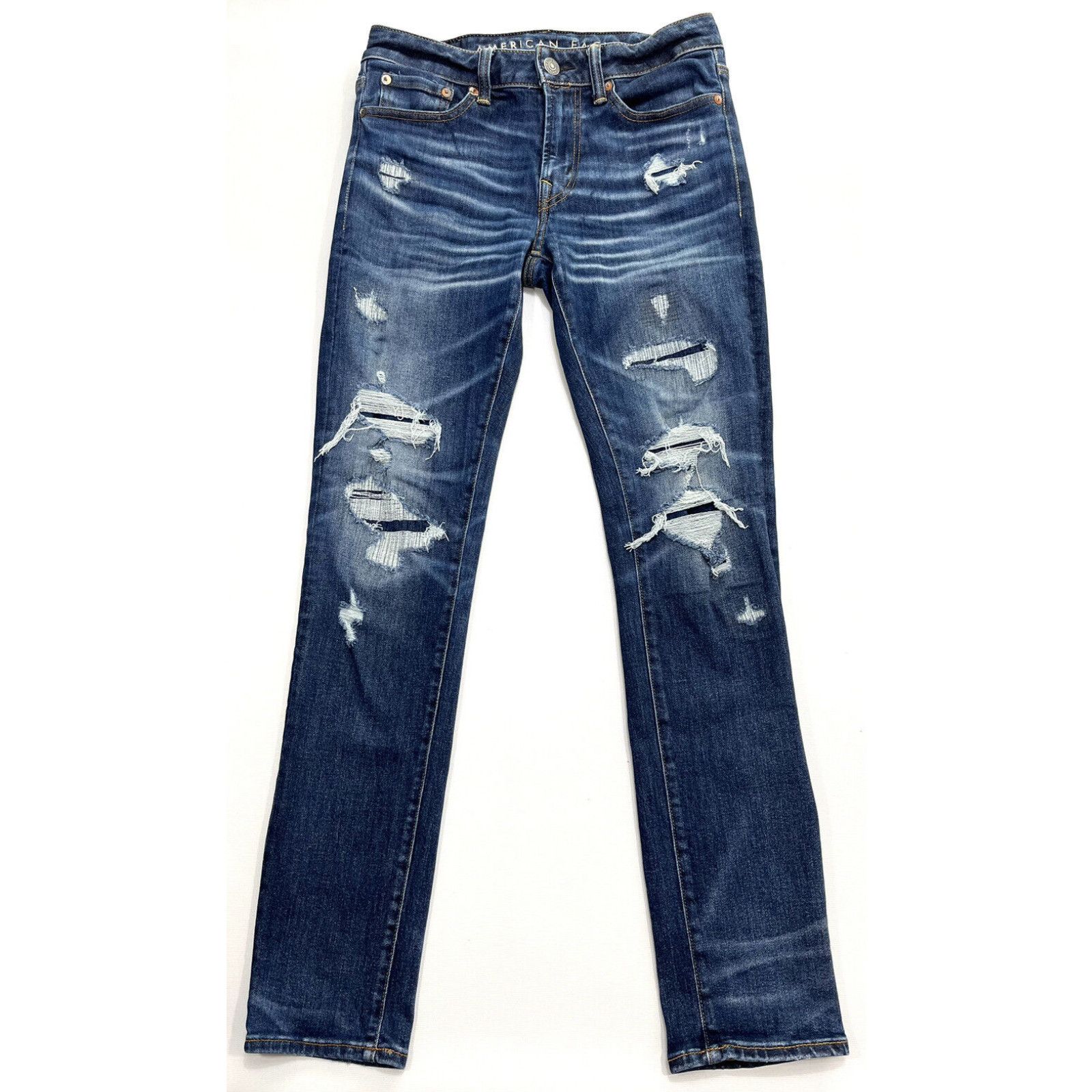 American Eagle Outfitters AMERICAN EAGLE Skinny Distressed Ripped Up ...
