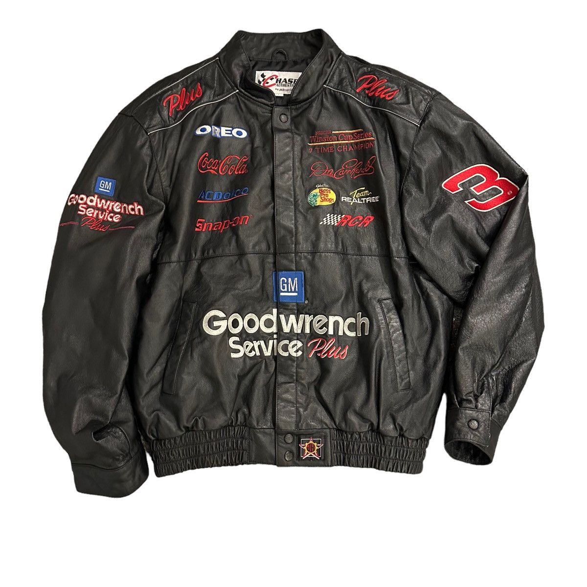 Vintage Vintage 1990s Dale Earnhardt Black Leather Nascar Jacket | Grailed