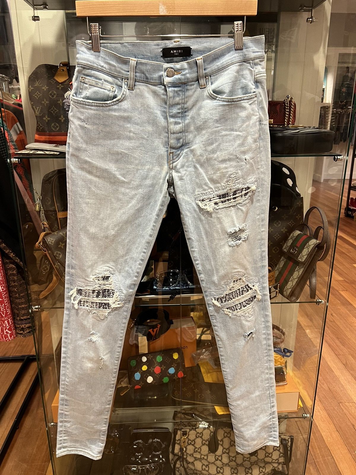 Amiri Amiri mx1 patch denim jeans light wash | Grailed