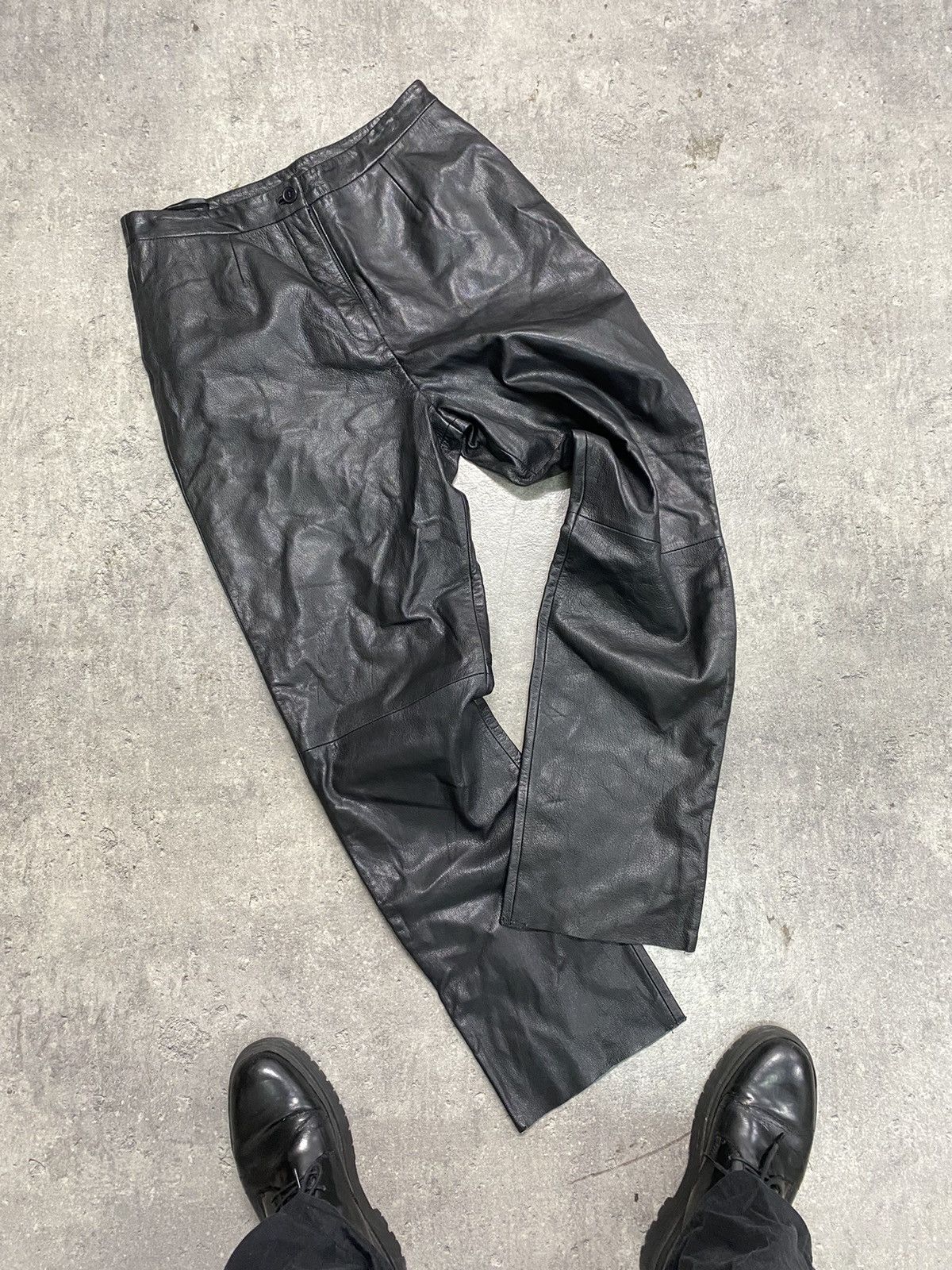 Japanese Brand ᶠᵃⁿᶜʸᵍᵘʸ Leather Pants Vintage Y2k Wide Leg Cargo Carti ...