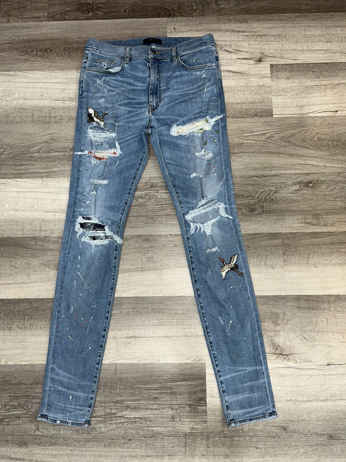 Amiri Amiri Art Patch Bird Denim Jeans | Grailed
