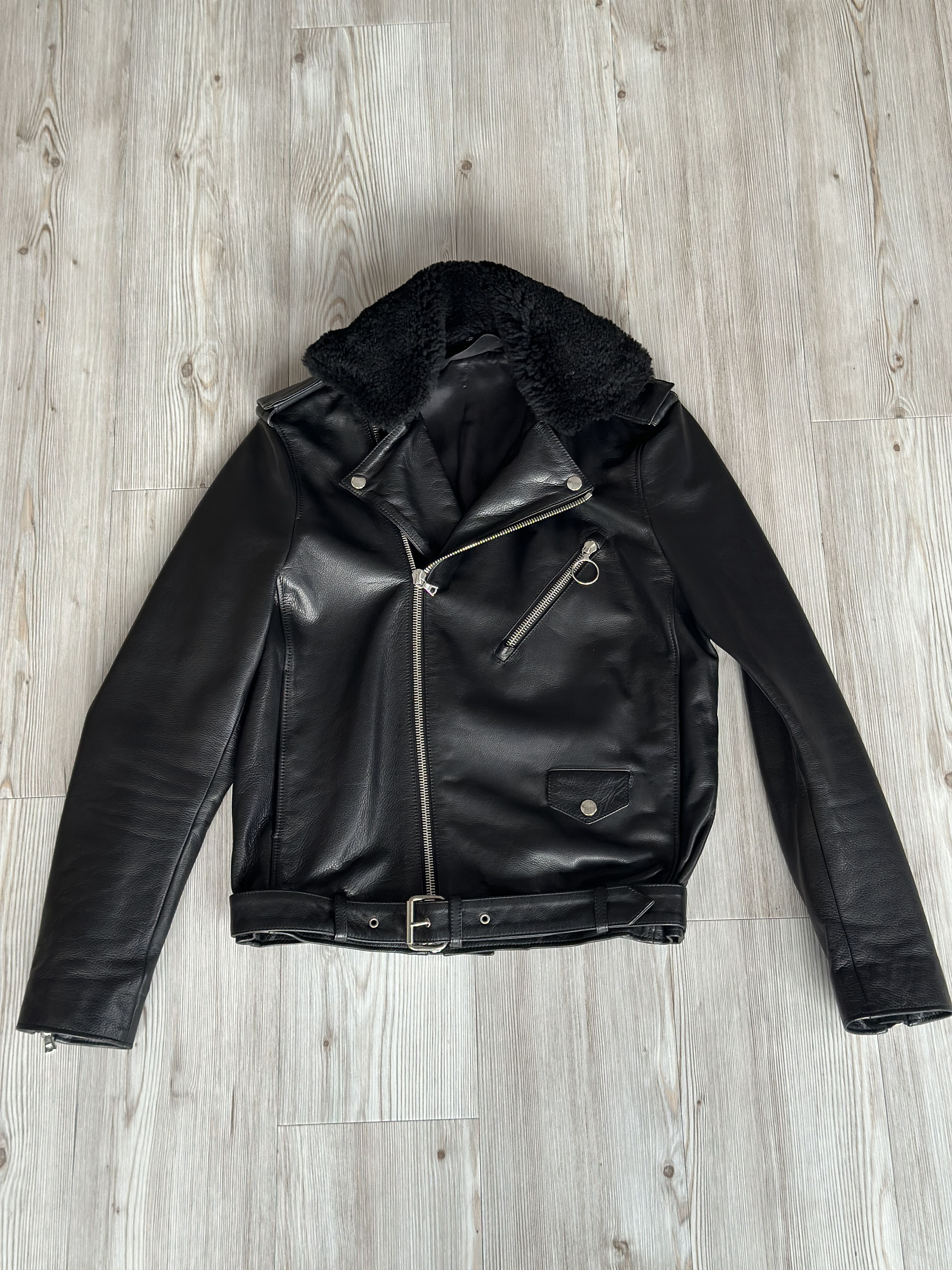 Acne Studios Araki Shearling Collar Leather Jacket | Grailed