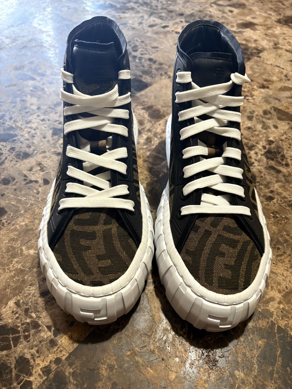 Fendi Fendi Force Brown fabric high-tops | Grailed