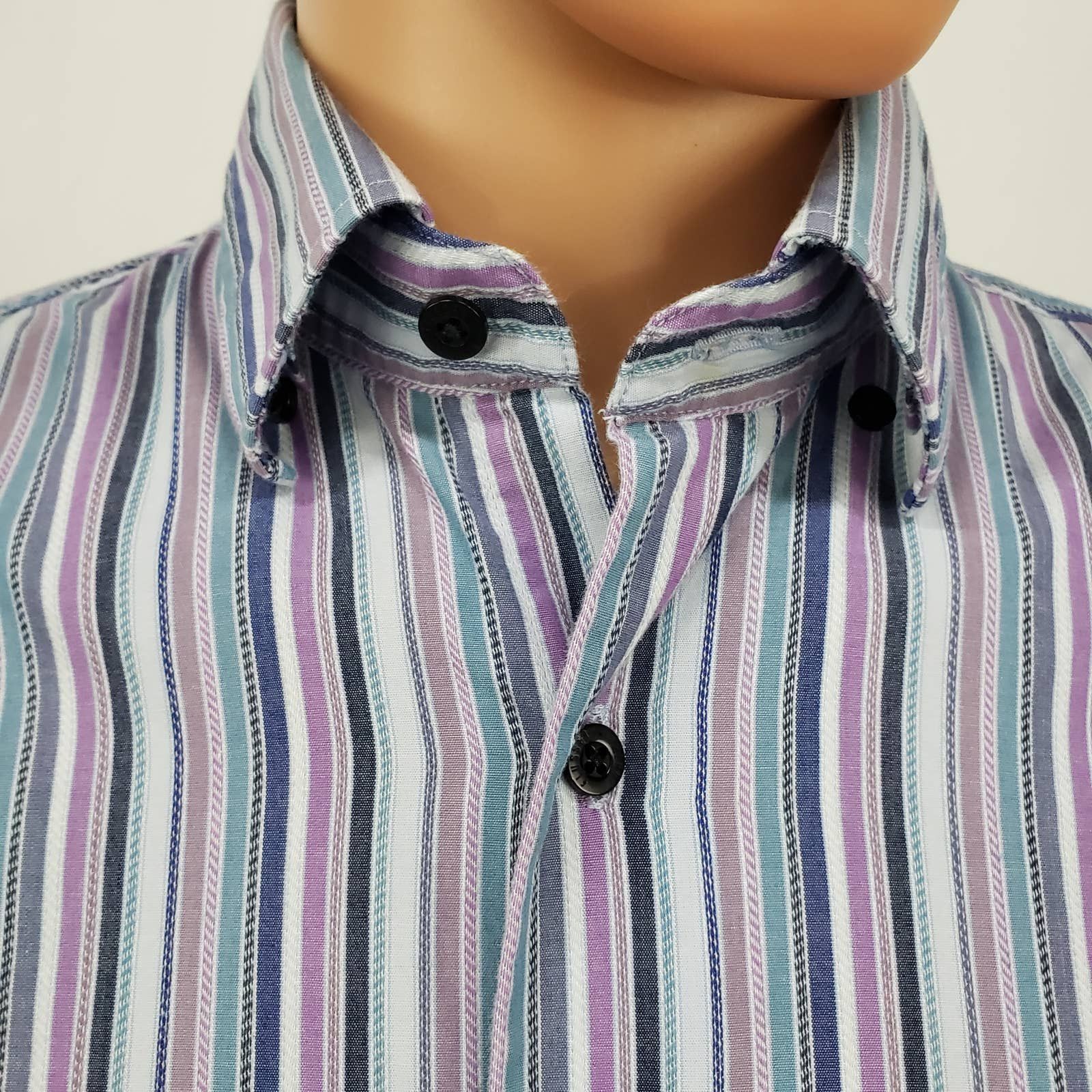 Alan Flusser Alan Flusser Shirt Hidden Button Down Collar Striped L S M Grailed