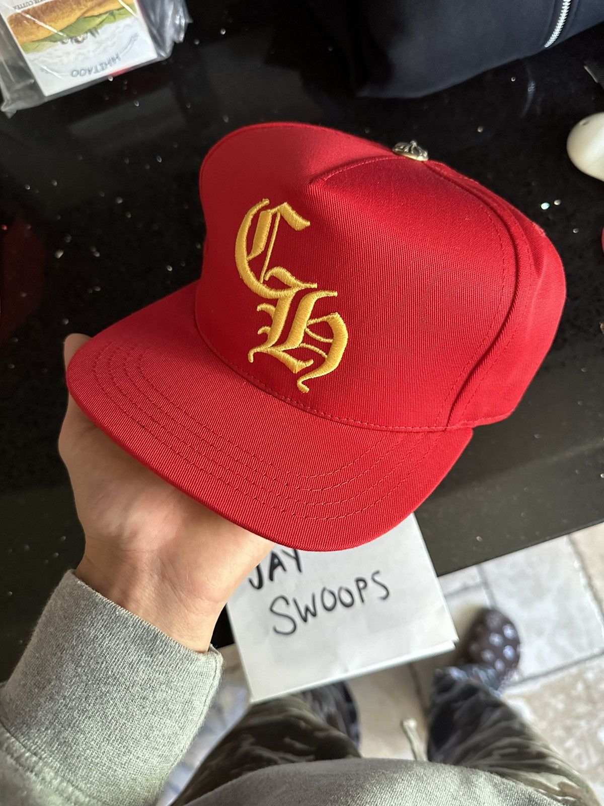 Chrome Hearts CHROME HEARTS CH BASEBALL HAT RED/YELLOW CAP | Grailed