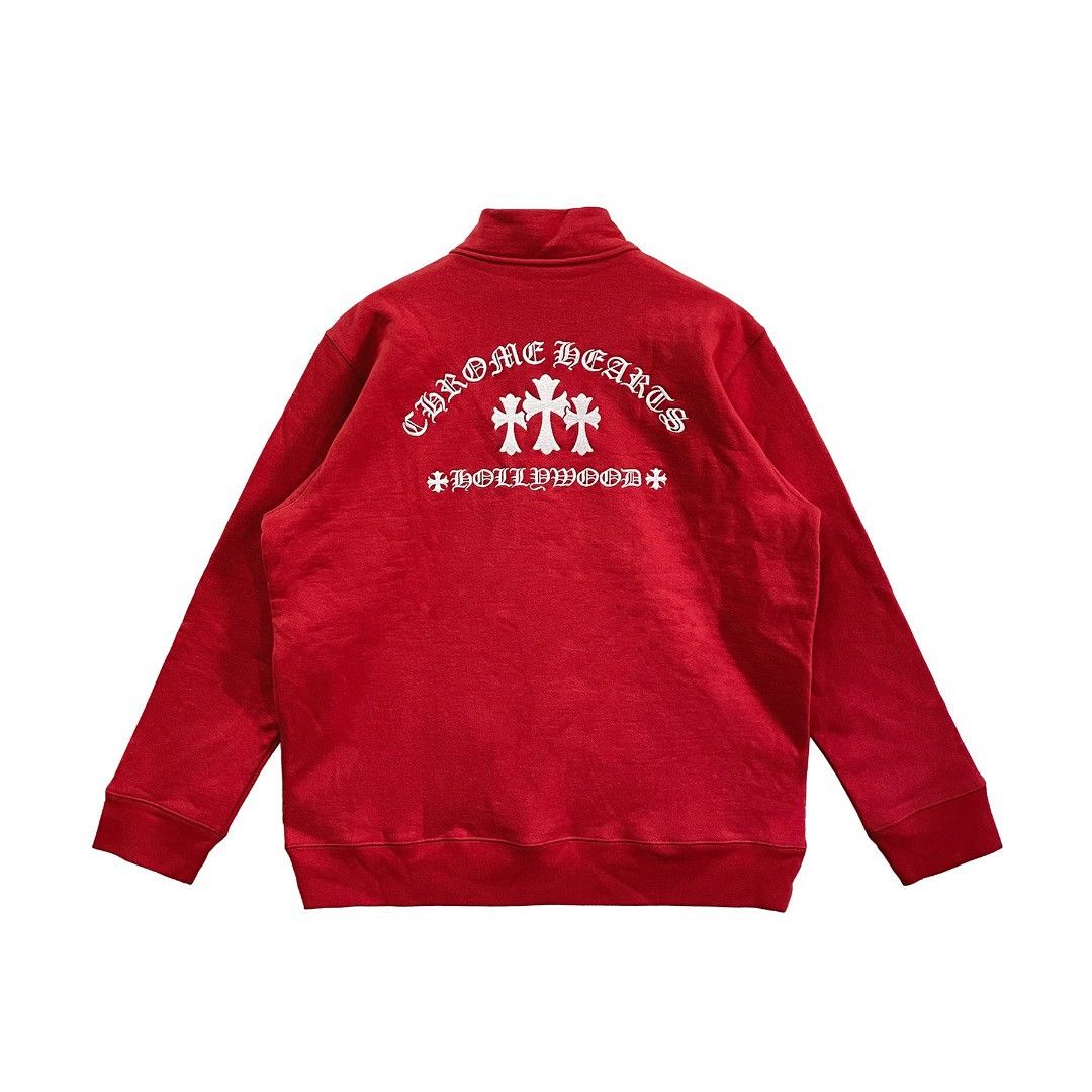 Chrome Hearts Chrome Hearts Red Hollywood Cross Logo Half Zip ...