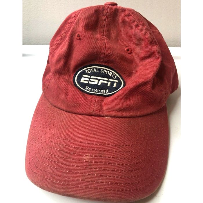 Vintage Vintage ESPN Hat Mens Red Adjustable Strap Baseball Cap Sports ...