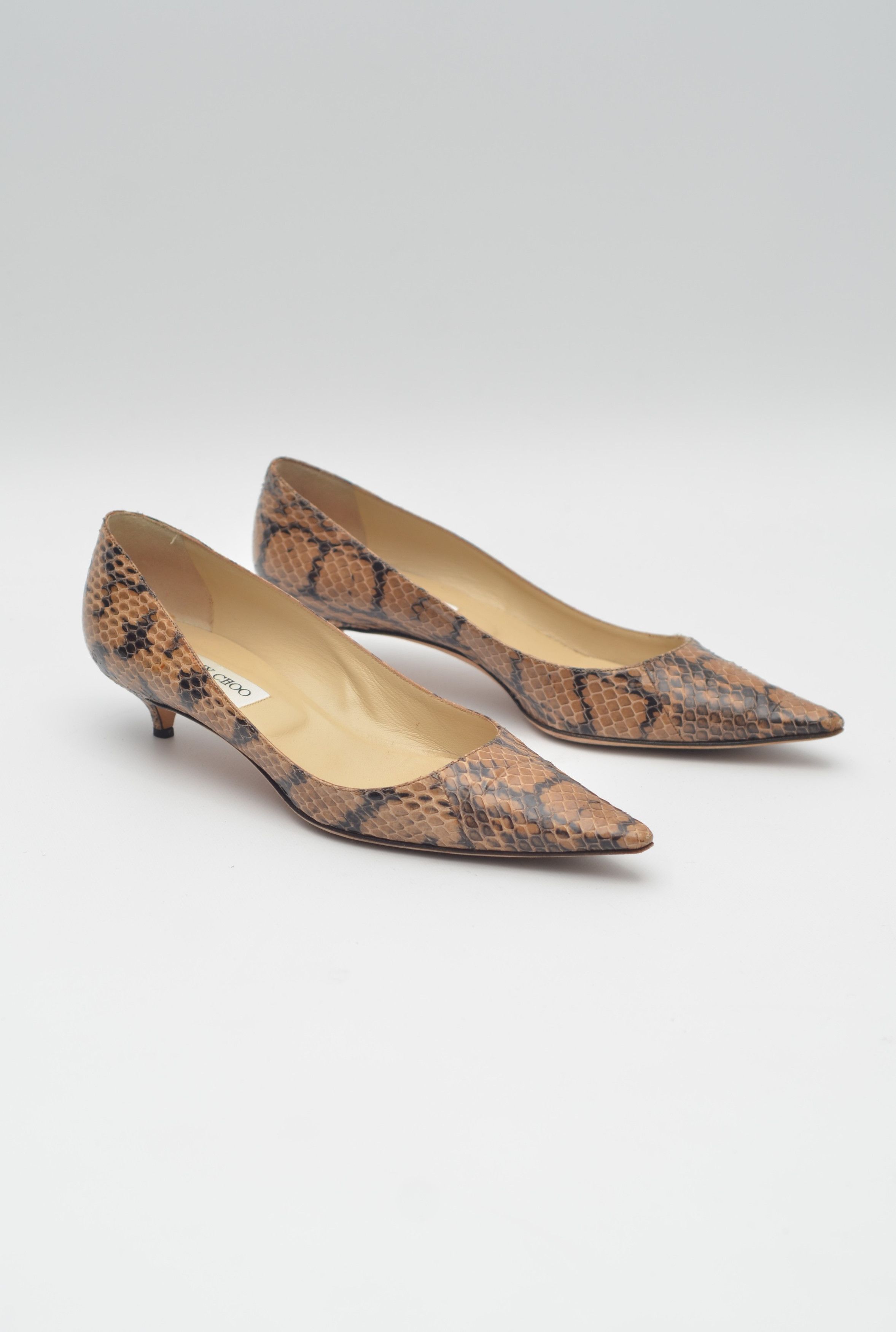 Jimmy Choo × Luxury Jimmy Choo Luxury Leather Snake Romy Heels Made in ...