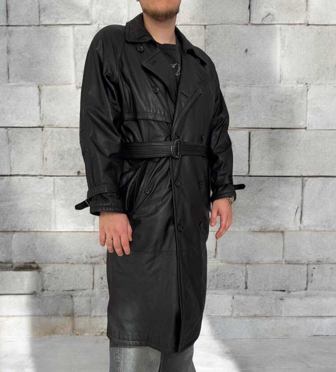 Hysteric Glamour 90s Matrix Style Vintage Belted Leather Trench Coat ...