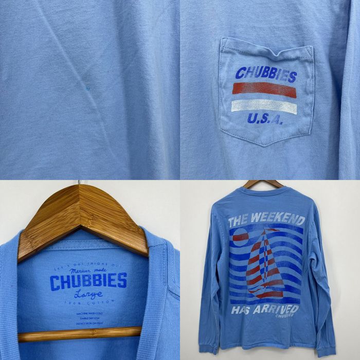Chubbies Chubbies Long Sleeve T-Shirt Men's L Blue Pocket Tee 100% ...