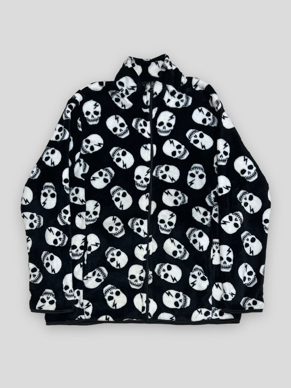 Vintage 📢SEND OFFER📢 JAPAN DESIGNER FLASH OVP SKULL FLEECE JACKET | Grailed