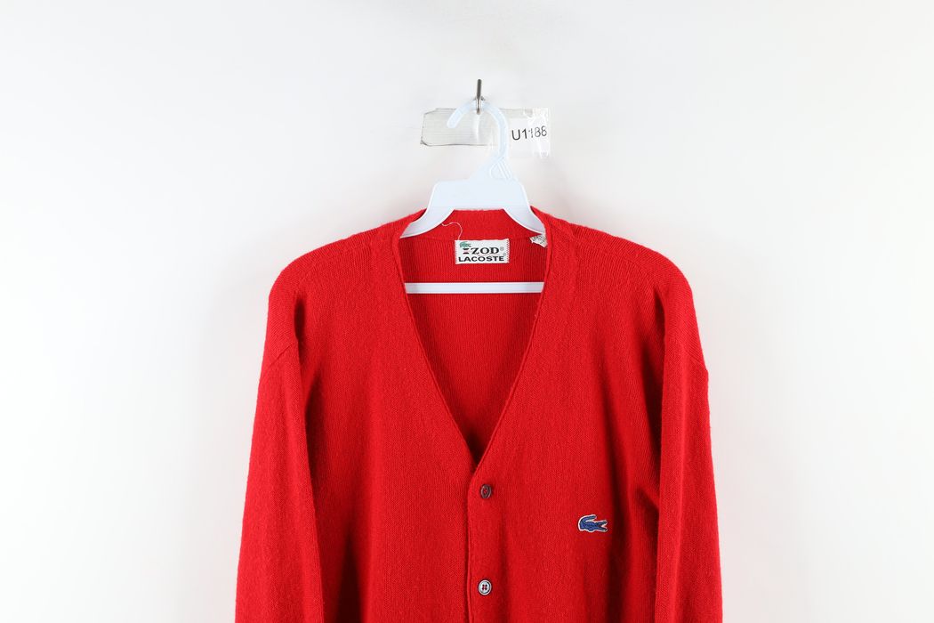 Vintage Vintage 80s Izod Lacoste Croc Logo Knit Cardigan Sweater Red | Grailed