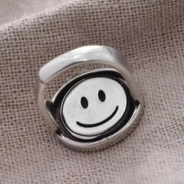 Ring Gold Plated × Skulls × Streetwear Flip Smiley Face Devil Adjustable Ring | Grailed