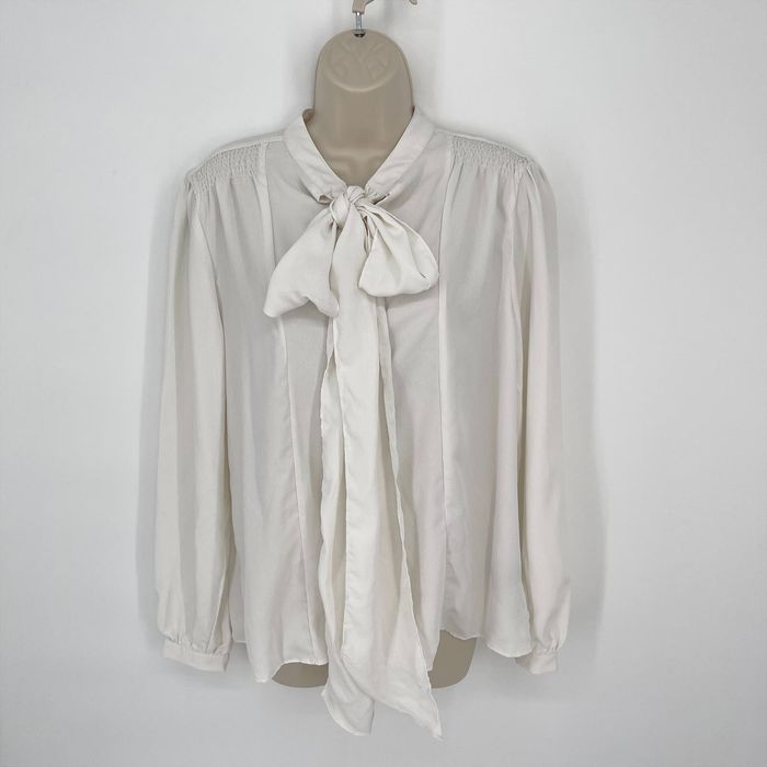 Other Walter Baker Theo NEW Semi-Sheer Tie Blouse L Off White | Grailed