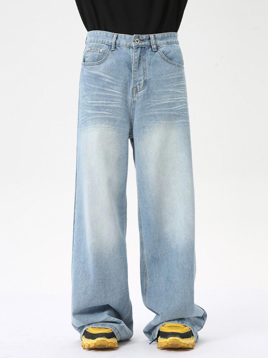 Distressed Denim × Jean × Vintage Blue Wide Leg Baggy Denim Jeans | Grailed