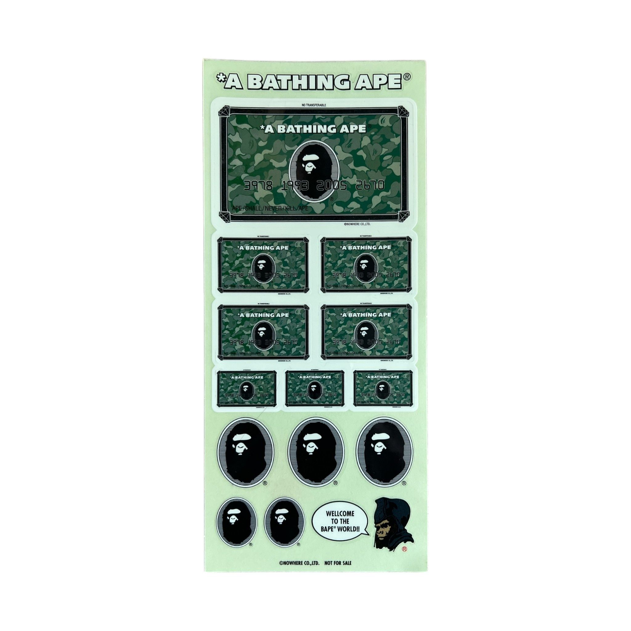 Bape Bape Credit Card Sticker Sheet | Grailed