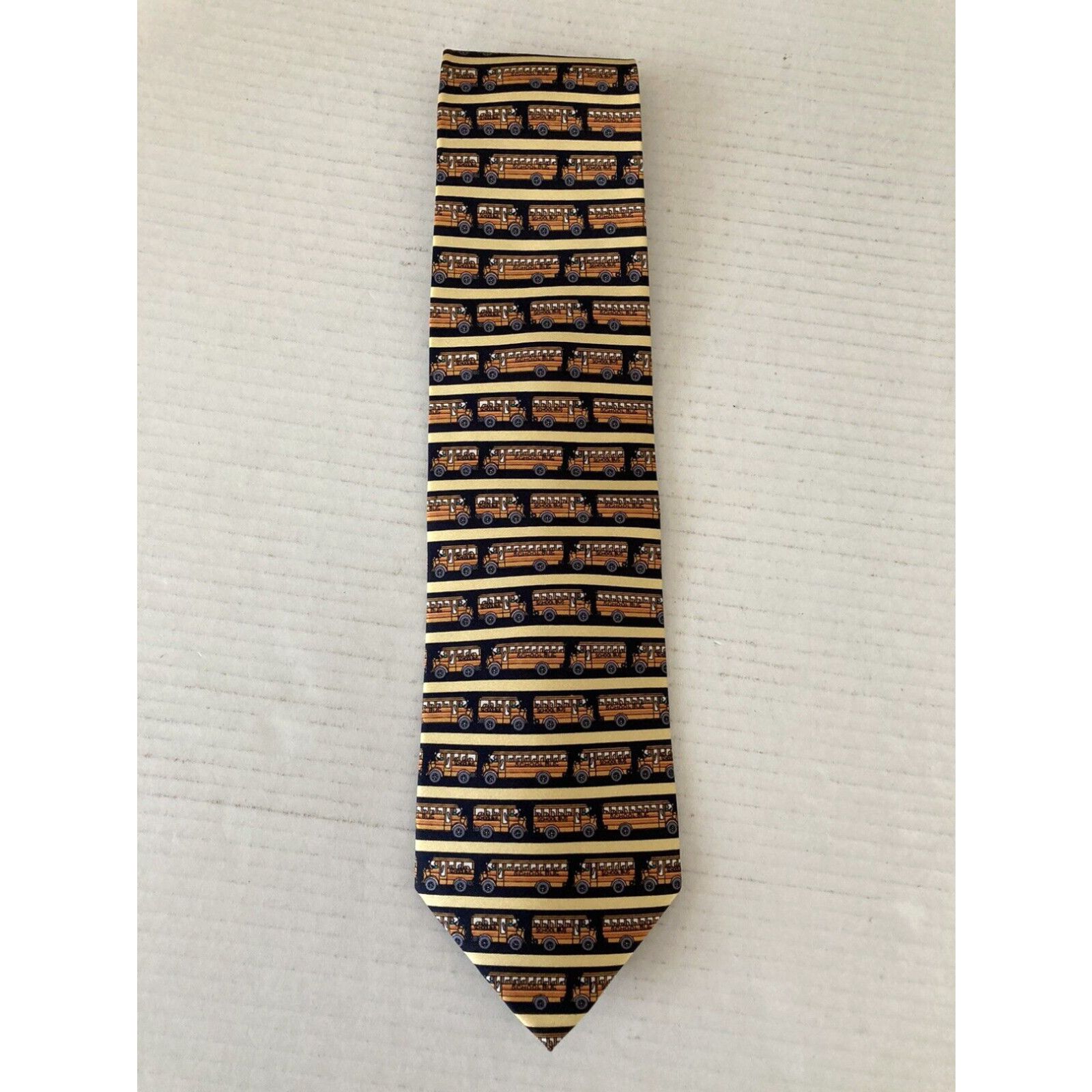 Vintage Museum Artifacts Men's Necktie Tie Silk School Bus Theme Black ...