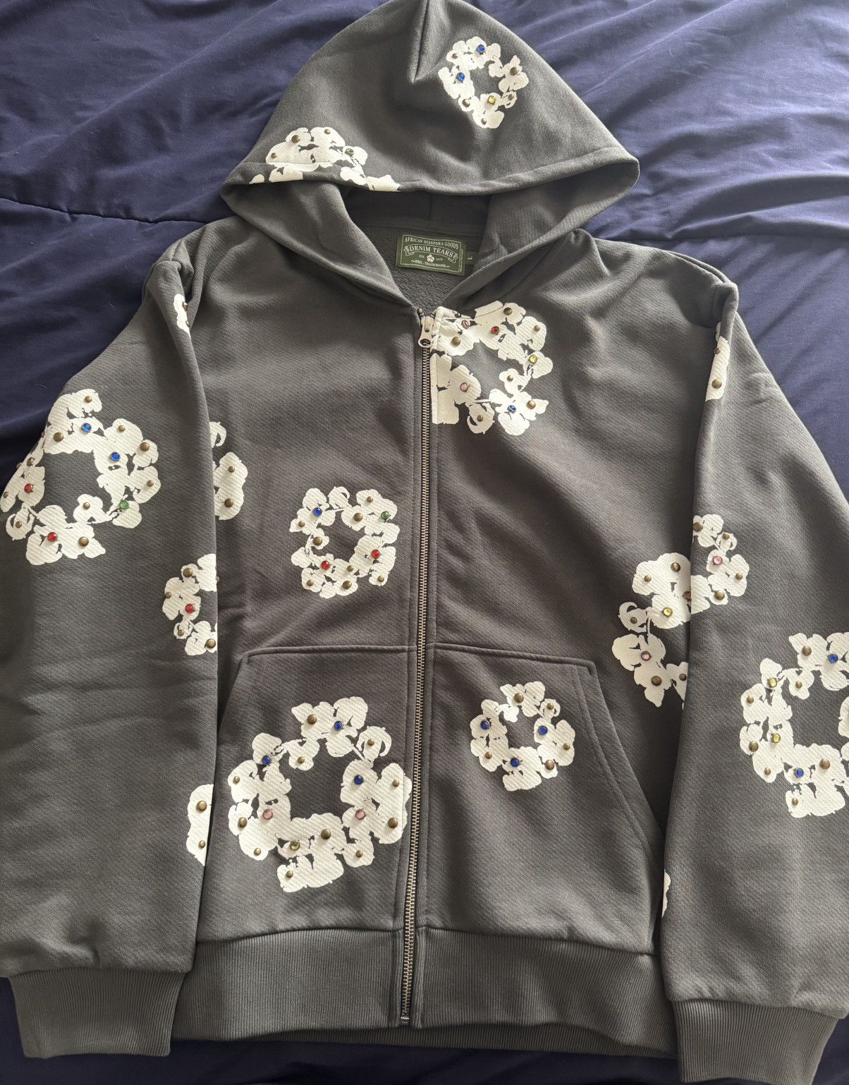 DENIM TEARS DENIM TEARS Wreath Rhinestone Hoodie size Large | Grailed