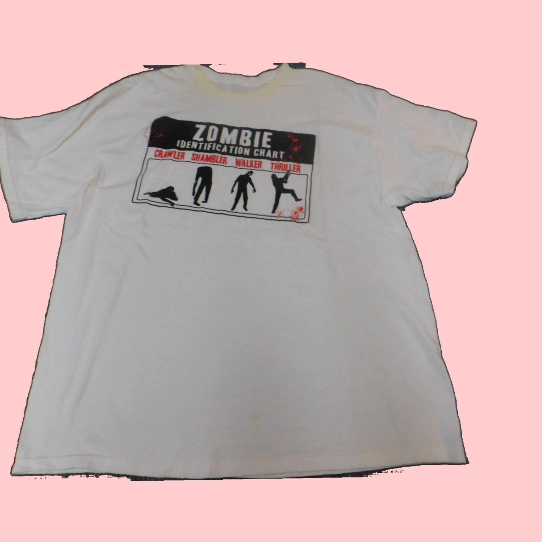 Vintage Mens Graphic Thriller White Shirt Featuring Zombie ...