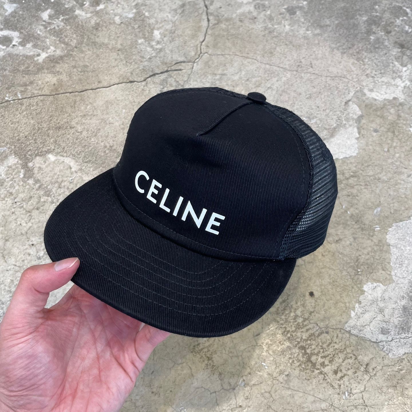 Celine celine logo camp mesh cap | Grailed