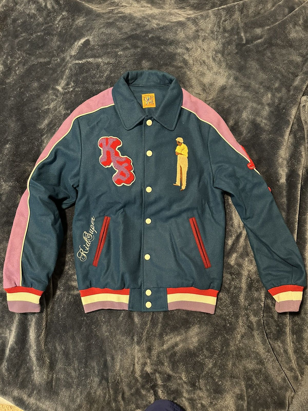 Kidsuper Studios KidSuper Varsity Jacket Neighborhood Champions Blue ...