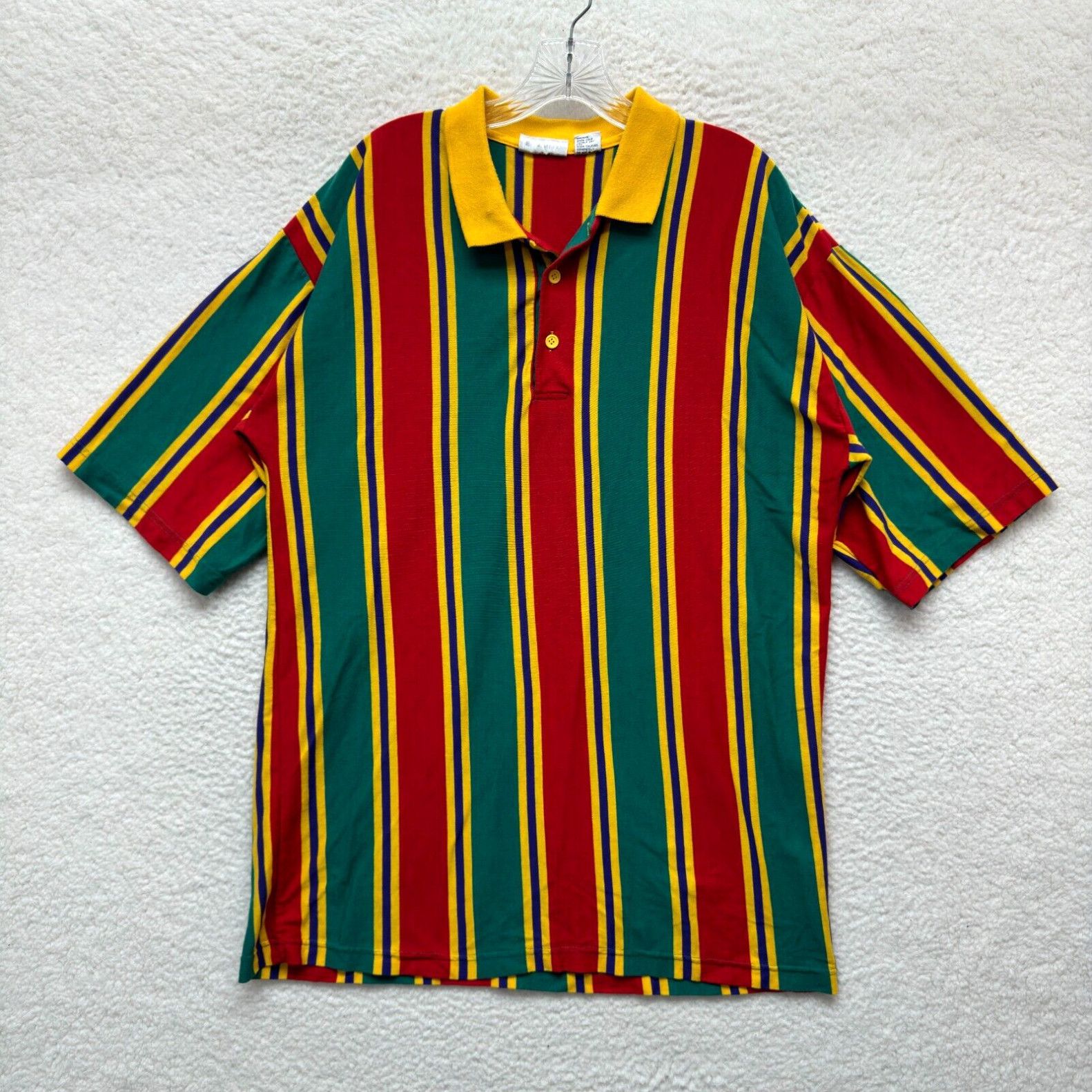 Solaris 90s Vintage Polaris Polo Shirt L Large Mens Carnival Vertical ...