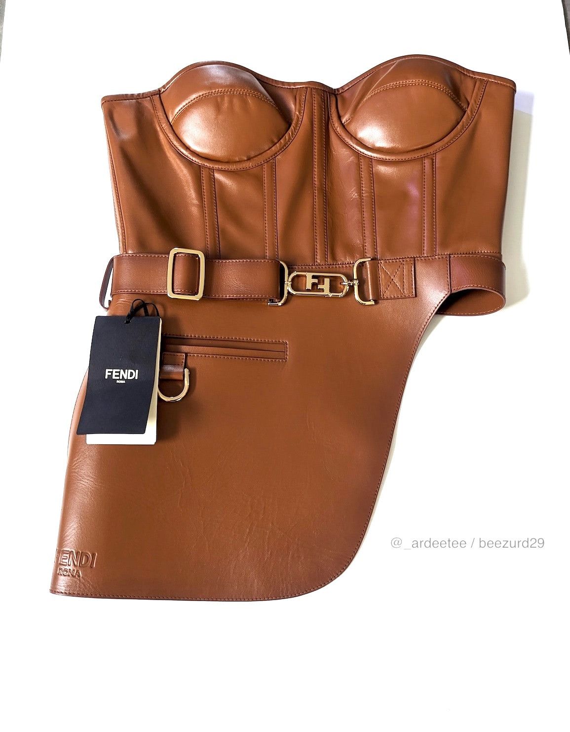 Fendi *NEW* FW22 RUNWAY LEATHER BUSTIER/CORSET TAN 40IT | Grailed