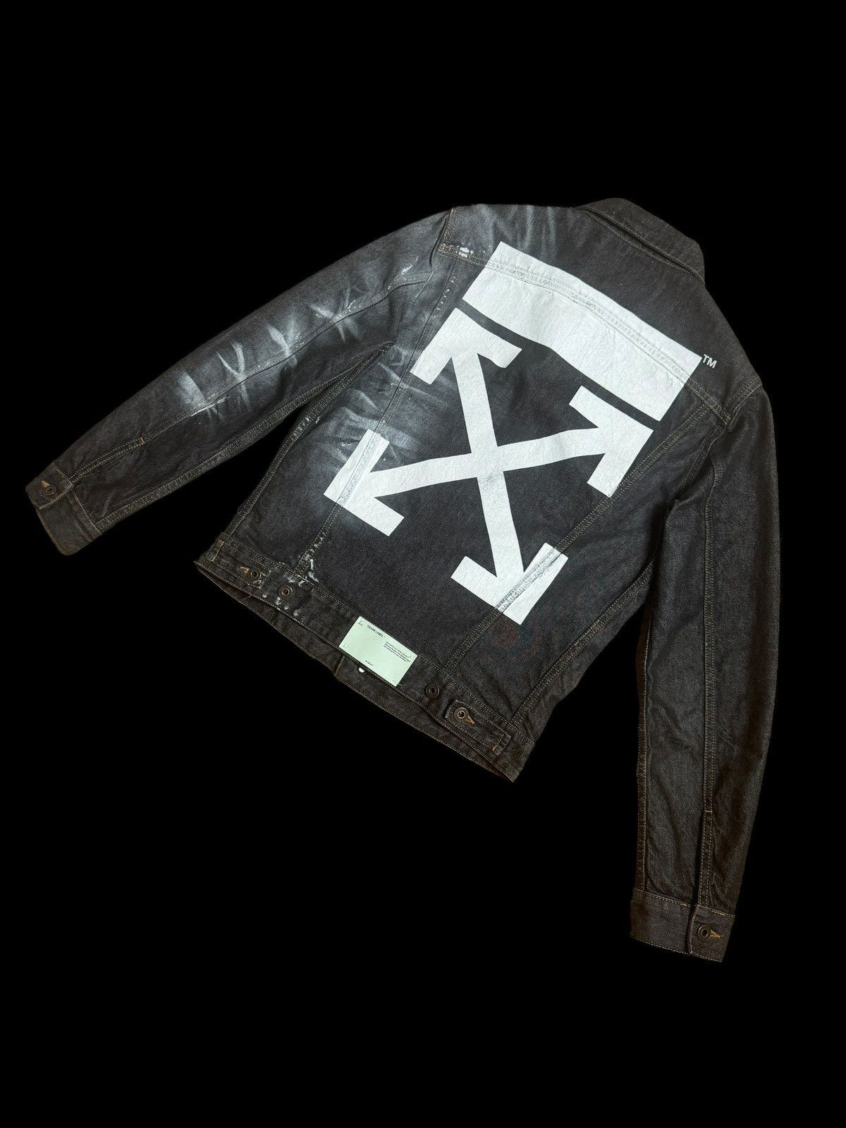 Luxury × Off-White × Streetwear Off-White distressed denim jacket (S ...
